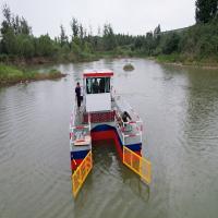 China Duckweed Mowing Boat 1.8m Cutting Width 5 CBM Hopper for sale