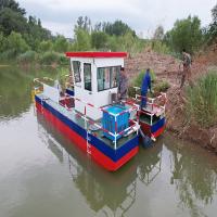 China Duckweed Mowing Boat 1.8m Cutting Width 5 CBM Hopper for sale