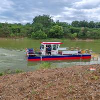 China Duckweed Mowing Boat 1.8m Cutting Width 5 CBM Hopper for sale