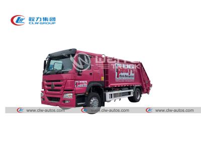 China Howo 12m3 12cbm HW70 PTO Rear Loader Garbage Compactor Truck Right Hand Drive 266HP for sale