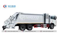 China FAW 6x4 20cbm Garbage Compactor Truck Right Hand Drive with Crew Compartment for sale
