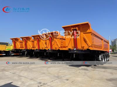 China Jost 4 Axle Rear Tipping Dump Truck Trailer 50t 60tons Mine Sand Stone Gravel Loading for sale