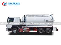 China HOWO 16cbm Sewer Suction Vacuum Waste Collection Tanker 6x4 25000kg GVW for sale