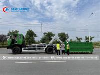 China Dongfeng 153 Hydraulic Hook Lift Garbage Truck 10m3 12m3 Container 190HP Euro II for sale