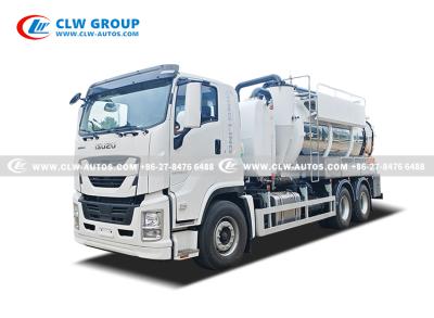 China Isuzu Giga 6x4 Vacuum Sewer Cleaner 20m3 Stainless Steel Tank 350L/min 180bar Jetting for sale