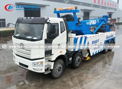 China FAW J6P 8x4 50 Ton Rotator Wrecker Tow Truck 390HP 360 Degree Crane for sale