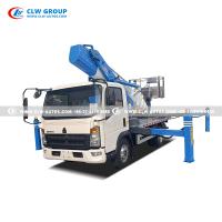 China Sinotruk HOWO 28m Aerial Platform Truck 7-Section Telescopic Boom 360 Rotation for sale