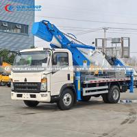 China Sinotruk HOWO 28m Aerial Platform Truck 7-Section Telescopic Boom 360 Rotation for sale