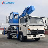 China Sinotruk HOWO 28m Aerial Platform Truck 7-Section Telescopic Boom 360 Rotation for sale
