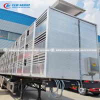 China 3 Axle 36 Fan Hydraulic Livestock Trailer Triple Deck Aluminum Semi Trailer for Cattle Transport for sale