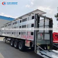 China 3 Axle 36 Fan Hydraulic Livestock Trailer Triple Deck Aluminum Semi Trailer for Cattle Transport for sale