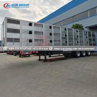 China 3 Axle 36 Fan Hydraulic Livestock Trailer Triple Deck Aluminum Semi Trailer for Cattle Transport for sale