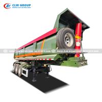 China 45T 3-Axle Rear-Tipping Semi-Trailer with HYVA Cylinder and 28T Yahua Landing Legs for sale