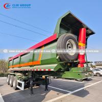 China 45T 3-Axle Rear-Tipping Semi-Trailer with HYVA Cylinder and 28T Yahua Landing Legs for sale