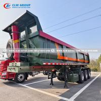 China 45T 3-Axle Rear-Tipping Semi-Trailer with HYVA Cylinder and 28T Yahua Landing Legs for sale