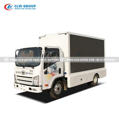 China FAW 3-Side P4 Mobile LED Billboard Truck 110HP Hydraulic Lifting Screens Foldable Stage for sale