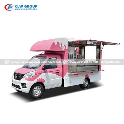 China FOTON 4-Wheel Gasoline Mobile Food Truck 115hp Euro VI Insulated Box Flip-Up Counters Mini Ice Cream Vending Car for sale