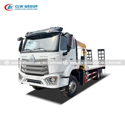 China Sinotruk HOWO NX 6x4 Flatbed Truck 5T XCMG Crane 380HP Diesel Engine 5300mm Deck for sale