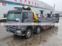 China HOWO 8x4 Service Truck 10 Ton XCMG Knuckle Boom Crane Hydraulic Ladder 400HP for sale