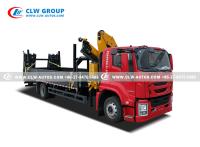 China ISUZU FTR 4x2 Flatbed Truck 205HP Euro 6 with 6.3 Ton Knuckle Crane 7000mm Platform for sale