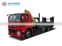 China ISUZU FTR 4x2 Flatbed Truck 205HP Euro 6 with 6.3 Ton Knuckle Crane 7000mm Platform for sale