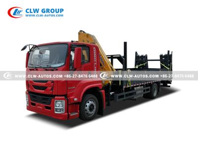 China ISUZU FTR 4x2 Flatbed Truck 205HP Euro 6 with 6.3 Ton Knuckle Crane 7000mm Platform for sale