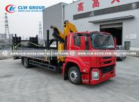 China ISUZU FTR 4x2 Flatbed Truck 205HP Euro 6 with 6.3 Ton Knuckle Crane 7000mm Platform for sale