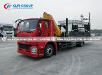 China ISUZU FTR 4x2 Flatbed Truck 205HP Euro 6 with 6.3 Ton Knuckle Crane 7000mm Platform for sale