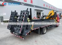 China ISUZU FTR 4x2 Flatbed Truck 205HP Euro 6 with 6.3 Ton Knuckle Crane 7000mm Platform for sale
