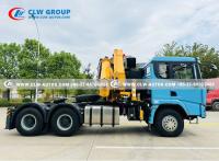 China SHACMAN X3000 6x4 Tractor Truck 430 HP with 8 Ton Knuckle Boom Crane Heavy Duty Lifting for sale
