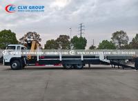 China FAW JK6 6x4 Crane Truck 320HP 25T Payload XCMG Folding Boom with Hydraulic Ramp for sale