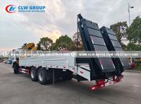 China FAW JK6 6x4 Crane Truck 320HP 25T Payload XCMG Folding Boom with Hydraulic Ramp for sale