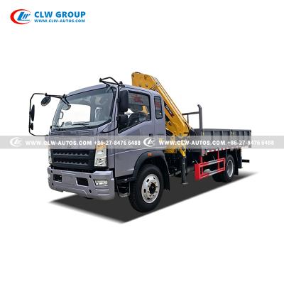 China HOWO 5 Ton Knuckle Boom Crane Truck 140HP XCMG Crane for Lifting and Hauling for sale