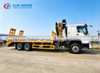 China Sinotruk HOWO 6x4 Flatbed Wrecker Truck 10 Ton Knuckle Boom Crane 25000kg GVW for sale