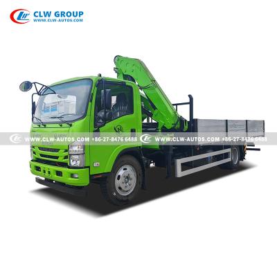 China ISUZU 700P 5-Ton Crane Truck with Aluminum Alloy Cargo Box, Liquid Fuel Engine Heating & 10-Ton Tow Hook for Russian Market for sale