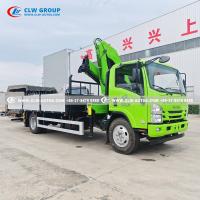 China ISUZU 700P 5-Ton Crane Truck with Aluminum Alloy Cargo Box, Liquid Fuel Engine Heating & 10-Ton Tow Hook for Russian Market for sale