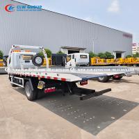 China Dongfeng 4x2 4-Ton Flatbed Wrecker Truck with 4-Ton Hydraulic Winch, 2.5-Ton Rear Towing Arm & Complete Rescue Tools for sale
