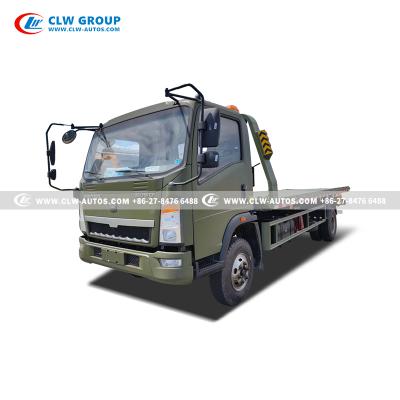 China Sinotruk HOWO 4x2 6-Ton Flatbed Wrecker with 5-Ton Winch and Multi-Valve Control Tow Truck for sale