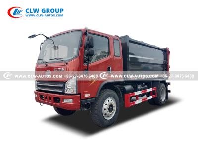 China FAW Jiefang Tiger VH 4x2 Side-Loading Garbage Truck with Offset Hopper and Bucket Lift for Narrow Street Access and Hydraulic Compaction for sale