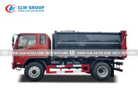 China FAW Jiefang Tiger VH 4x2 Side-Loading Garbage Truck with Offset Hopper and Bucket Lift for Narrow Street Access and Hydraulic Compaction for sale