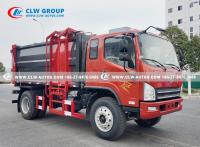 China FAW Jiefang Tiger VH 4x2 Side-Loading Garbage Truck with Offset Hopper and Bucket Lift for Narrow Street Access and Hydraulic Compaction for sale