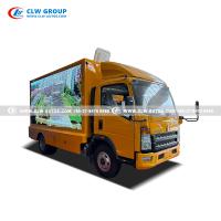 China Sinotruk HOWO 4x2 LED Billboard Truck with Triple-Side P4/P5 LED Screens, Hydraulic Liftable Screens, and Foldable Stage for sale