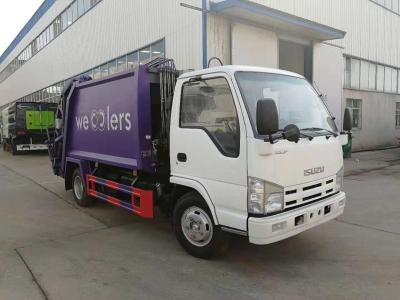 China ISUZU 4CBM Self Compressing Rear Loading Garbage Compactor Truck Hydraulic Control 7300kg GVW for sale