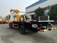 China Dongfeng 6 Ton Flatbed Wrecker Tow Truck with 6.3 Ton Telescopic Crane - 6000kg Towing Capacity for sale