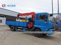 China Dongfeng 6 Ton Boom Crane Truck with 1 Ton Hydraulic Lifting Platform for sale