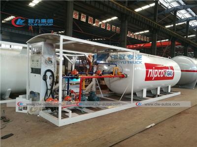 China 10 Ton 20cbm LPG Skid Station with Filling Dispenser for Cylinder and Car Refilling for sale