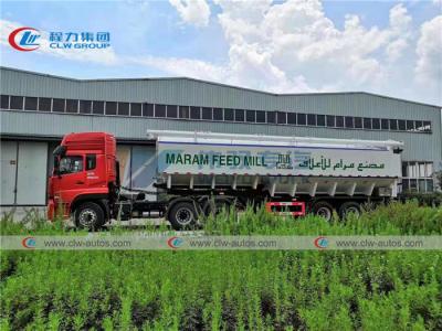 China Tri Axle 25T 30T Hydraulic Livestock Feed Bulk Transport Semi Trailer 57cbm for sale
