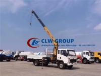 China RHD Howo 3.2 Ton Straight Arm Truck Mounted Hydraulic Crane 5 Ton Cargo Truck for sale