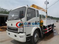China RHD Howo 3.2 Ton Straight Arm Truck Mounted Hydraulic Crane 5 Ton Cargo Truck for sale