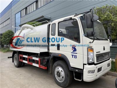 China Howo 8 Ton Carbon Steel Vacuum Septic Tanker Truck 8000L Sewer Suction for sale
